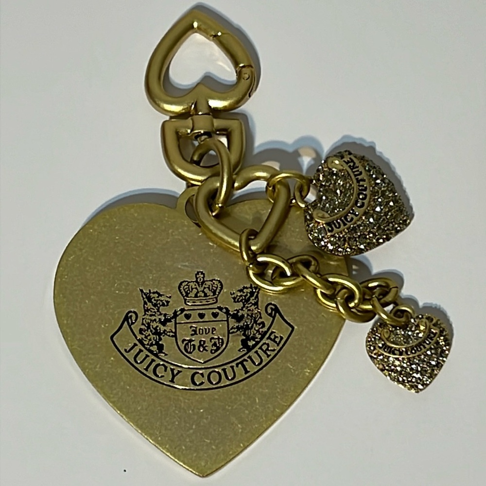 Juicy Couture Gold Tone Logo Heart Rhinestones Bag or… - Gem